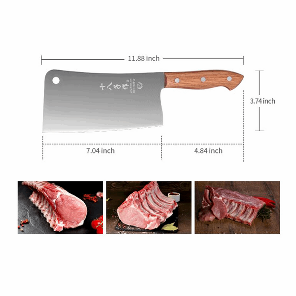 SHI BA ZI ZUO 7 Inch Stainless Steel Heavy Duty Bone Cleaver