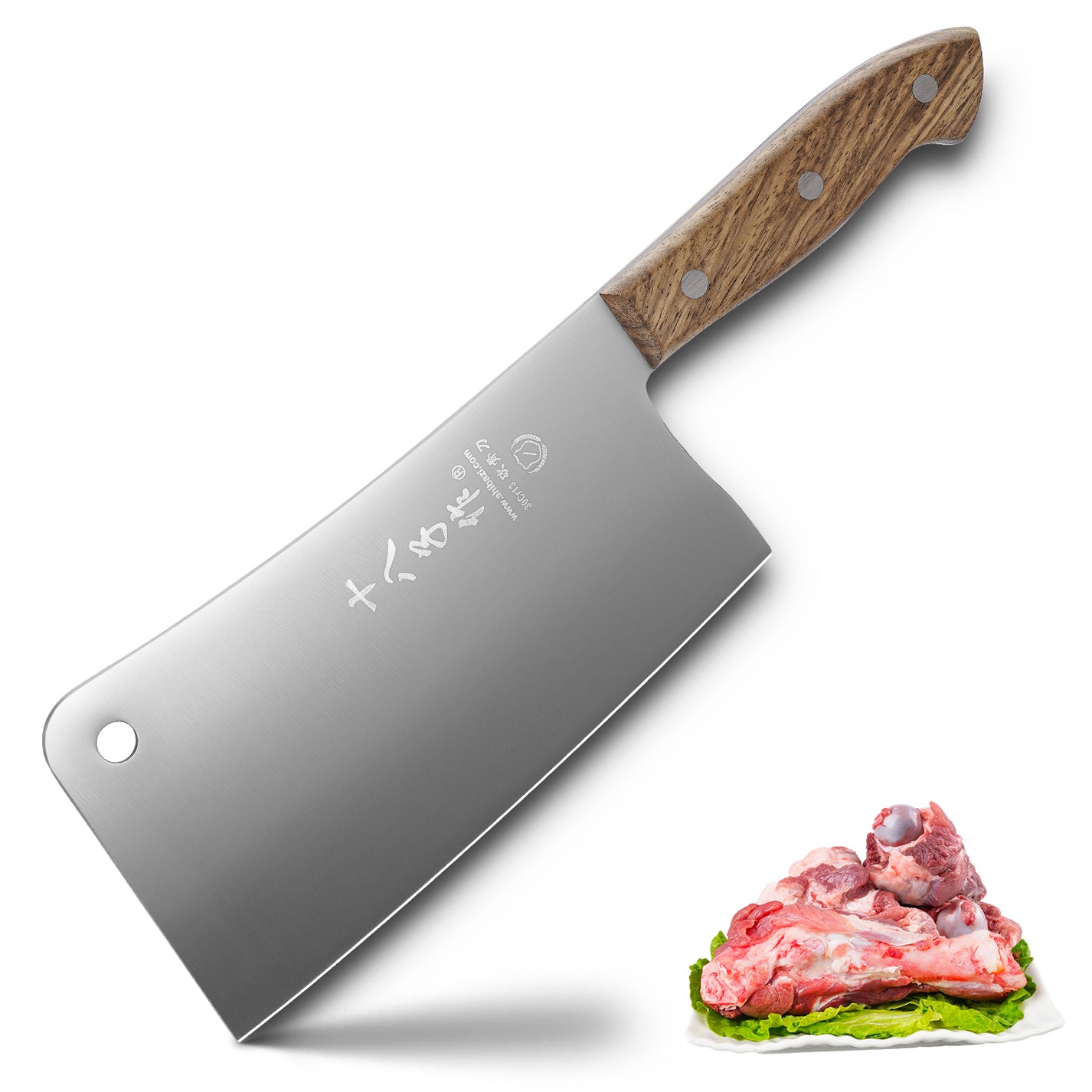 SHI BA ZI ZUO 7 Inch Stainless Steel Heavy Duty Bone Cleaver