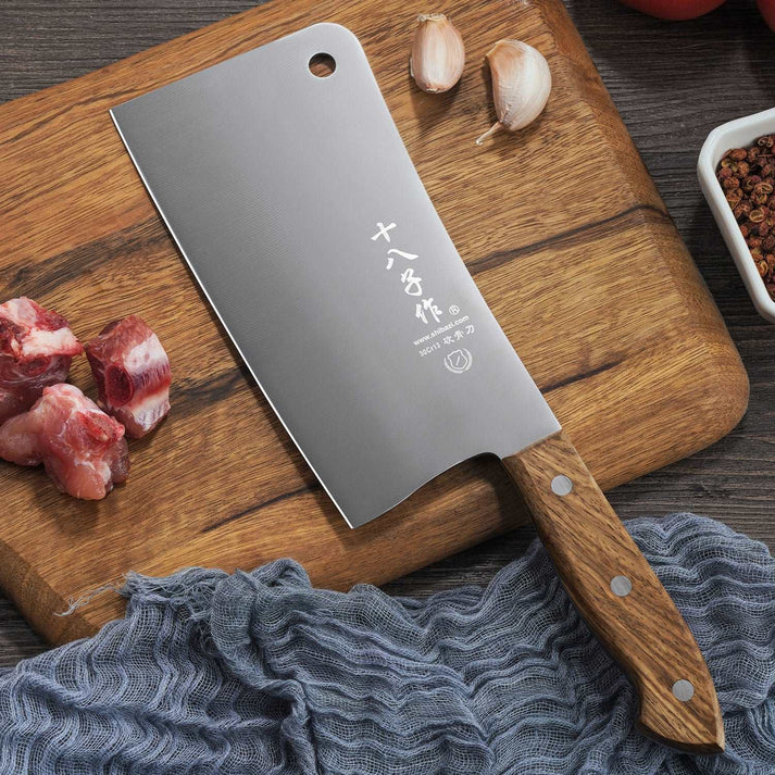 SHI BA ZI ZUO 7 Inch Stainless Steel Heavy Duty Bone Cleaver
